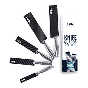 Set of 5 Knife Guards - Protective Knife Sheaths with Felt-Lined Interior for Sharp Blades, Textured Grip for Easy Handling, Fits variety of chef & kitchen Knife sizes