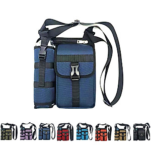 Shoulder Bags With Water Bottle Holder,Crossbody Sling Backpack Bag Travel Bike Gym Daypack for Women Men,Resistant Hiking Daypack (L, dark blue)