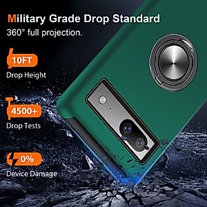 JAME for Google Pixel 8 Case, Slim Fit Case for Pixel 8 with Ring Holder Kickstand [Military Grade Drop Tested] [TPU+PC] Dual Layer Shockproof Protective Phone Case for Google Pixel 8, Green