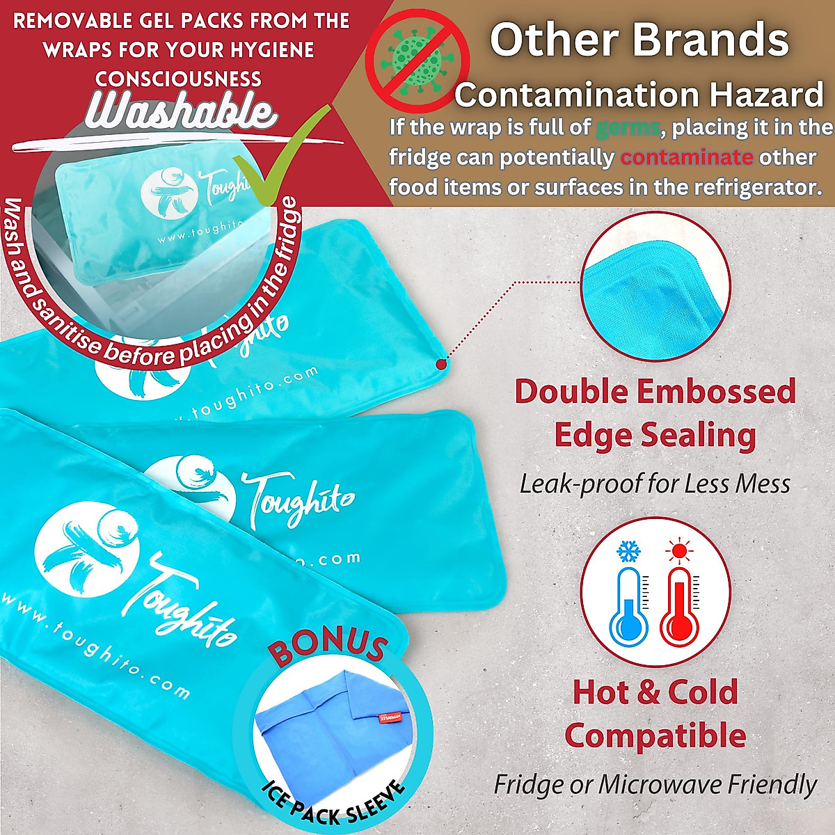 Ankle Ice Pack Wrap for Swelling - Compression Foot & Ankle Pain Relief, Hot & Cold Therapy for Swelling, Sprains, Achilles Tendonitis, Plantar Fasciitis - Extra Sleeve, Strap & Reusable Gel Ice Packs