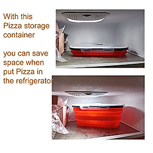 Tuaaivl Pizza Container Expandable, Premium Silicone Pizza Storage Box 5 Microwavable Serving Trays, Reusable & Adjustable Pizza Storage Container to Organize Save Space,Microwave Safe. (Red)