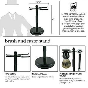 G.B.S 9 Pc Shaving Set - Non Slip DE Safety Razor Shaving Brush Stand 5 oz Sandalwood Aftershave, Mug with G.B.S Natural Soap +15 Blades Adjustable Convenient