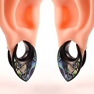 DOEARKO 2PCS Ear Gauges Fashion Conch Shell Saddle Ear Plugs Body Piercing Tunnels 316 Stainless Steel Hypoallergenic Earrings Plugs for Ears Expander Body Jewelry (25mm(1"), Black-Colorful)