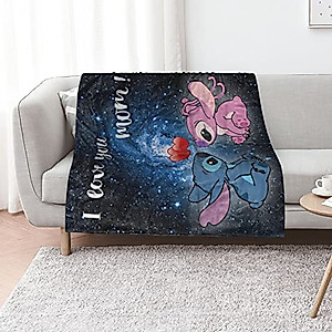 Stitch Blanket I Love You Mom Warm Soft Throw Blanket for Bed Sofa Travel Kids Teens Adults Gift 50"x60"