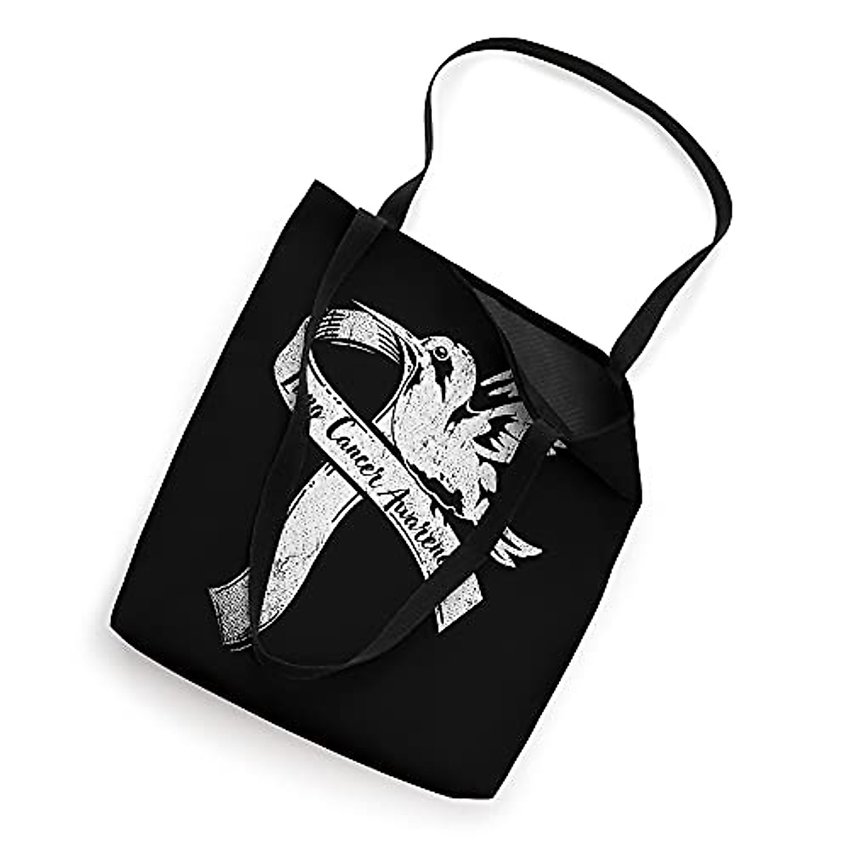 White Ribbon Fighter Hummingbird Lung Cancer Awareness Tote Bag