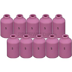 RIVERWELD TIG Gas Lens Alumina Nozzle Ceramic Cup 54N17 (#5, 5/16") for WP 17 18 26 TIG Welding Torch 10pk