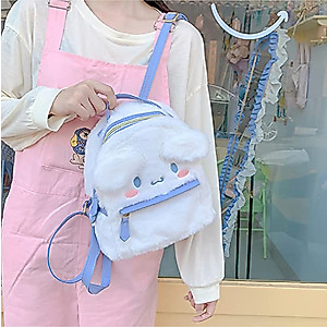 Jeinju Cute Girl Plush Bag School Backpacks,Kawaii Mini Bag 3D Kawaii Animal Cartoon Schoolbag,Girl Gift Backpack(White, One Size)