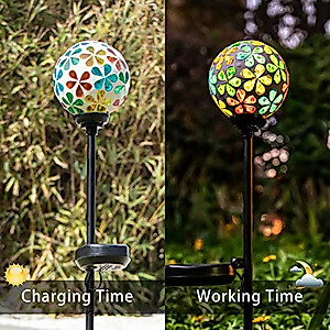 VCUTEKA Solar Garden Lights - Mosaic Solar Lights Outdoor Decor Pathway Light Waterpoof LED Stake Light for Landscape Lawn Patio Yard Decoration (Multicolor) 1 Pack