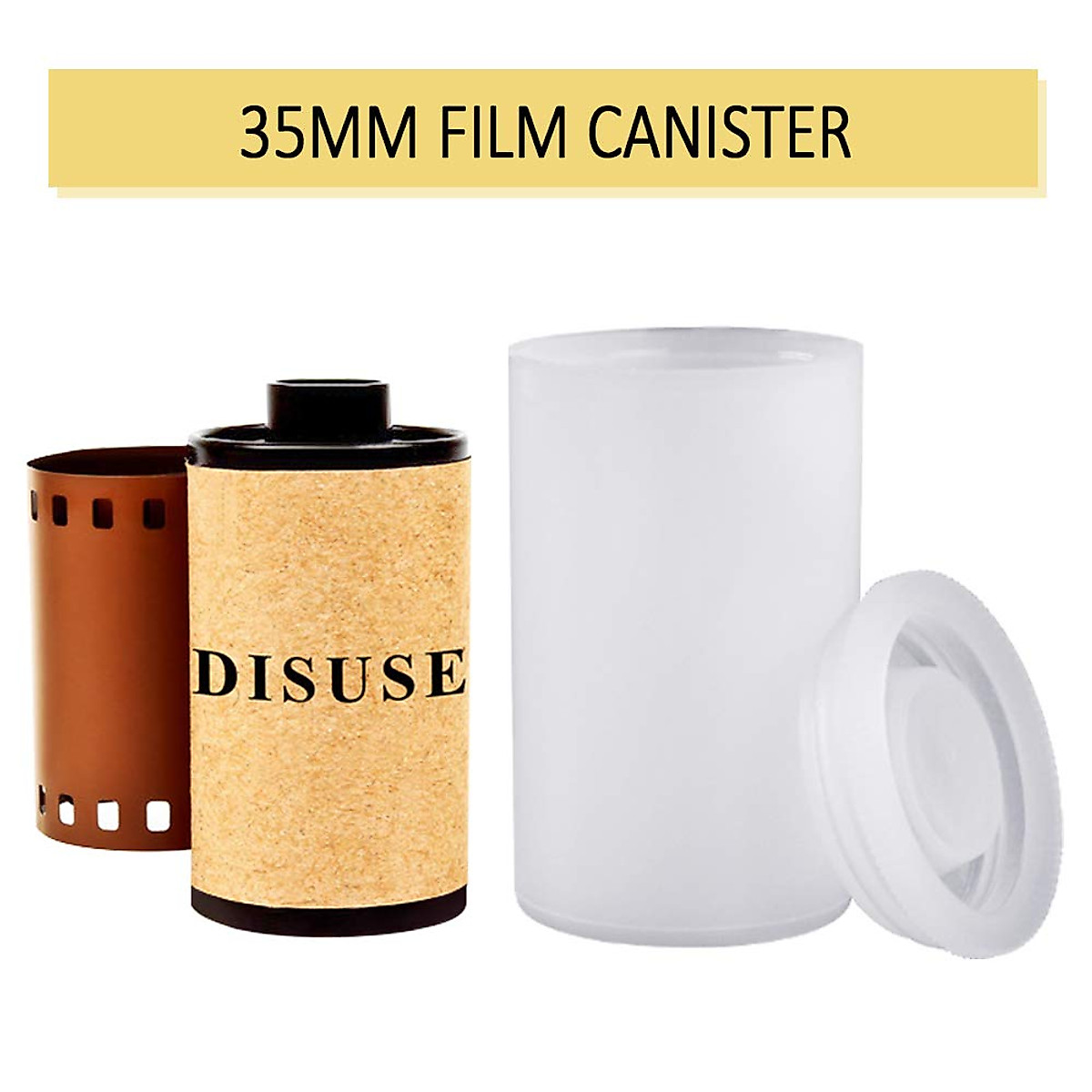 35mm Film Canisters with Caps (35 Pack) Plastic White Empty Film Canister Case Bulk with Lids Storage Reel Containers for Storing Film, Small Accessories, Beads