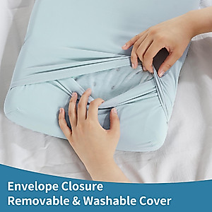 HOMBYS Cooling Toddler Pillow with Pillowcase for Hot Sleepers, 13"x18" Ventilated Gel Memory Foam Pillow with Cooling Cover–Soft Breathable Flat Thin Toddler Pillow for Kids Boys Girls