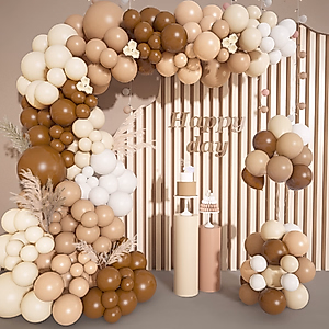 142Pcs Brown Balloons Garland Arch Kit Nude Coffee Brown Boho Blush Tan Neutral Balloons for Teddy Bear Baby Shower Neutral Woodland Wedding Jungle Safari Wild One Birthday Party Decorations