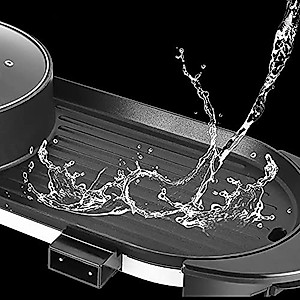 2 in 1 Portable Electric Hot Pot Grill smokeless,Multifunctional Teppanyaki Hot Pot Grill Barbecue Set Korean Hot Pot Grill Indoor Large Capacity Non-Stick Hot Pot Grill,26.77x10.43x4.92inch,2200W