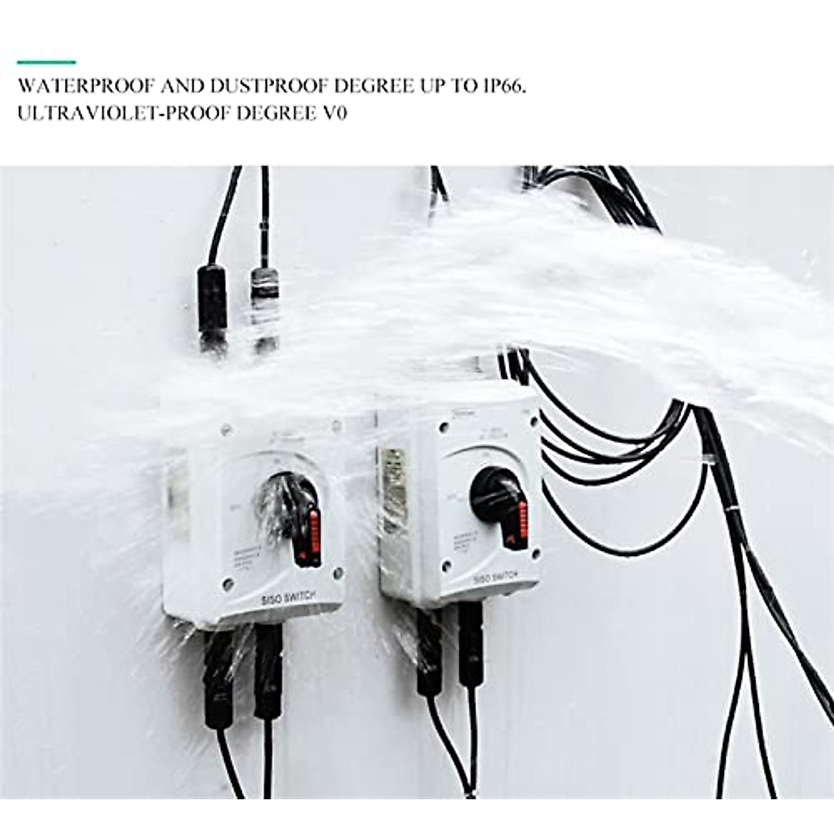 CNHKAU 1 PCS Solar Electrical Isolator Switch 1000V DC Isolator Switch with 2 Pairs Solar Connectors for Solar Power System