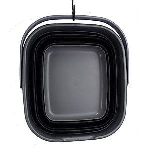 SAMMART 10L (2.6 Gallon) Collapsible Rectangular Handy Basket/Bucket (Grey/Black (Set of 2))