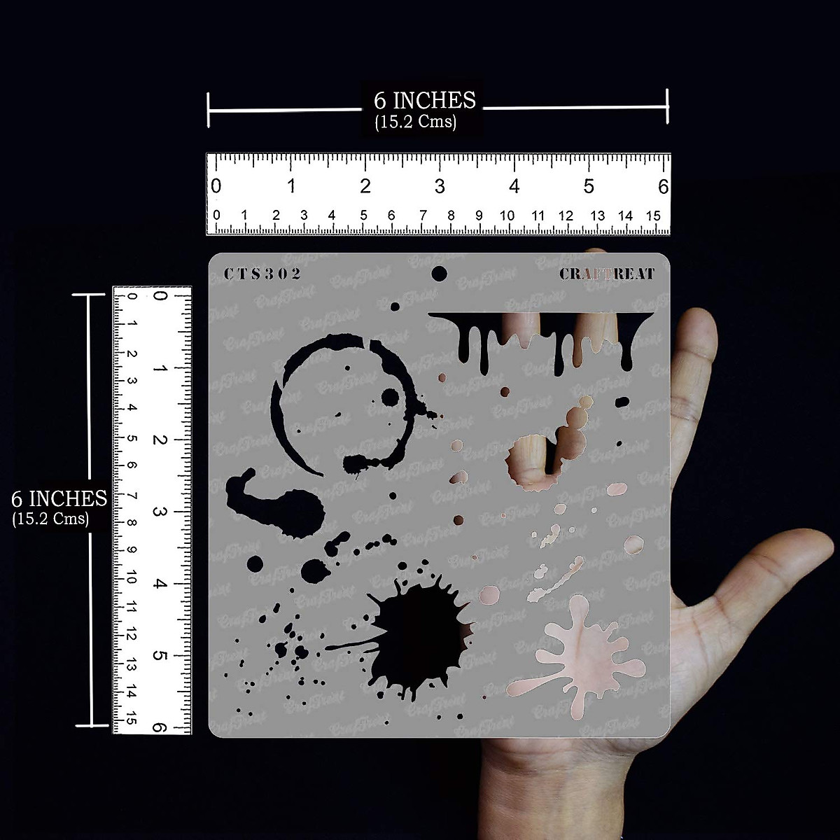 CrafTreat Reusable Stain and Splatter Stencils for Painting on Wood, Canvas, Paper, Fabric, Floor, Wall and Tile - Stains and Splatters - 6x6 Inches - DIY Art and Craft Stencils - Splatter Stencil