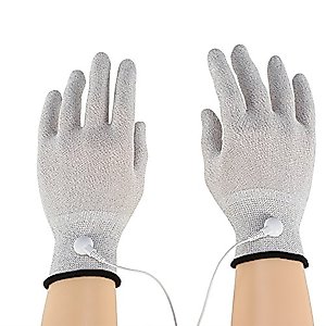 Massage Gloves, Conductive Glove, 1 Pair Conductive Electrode Massage Gloves with Electrode Pads Wires for Beauty Care Equipment (M)