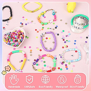 4500pcs White Clay Beads Kit for Bracelet Making Including 6mm Flat Polymer Clay Heishi Beads and Gold Bead Pearls Spacers Letter Beads for Jewelry Necklace Making