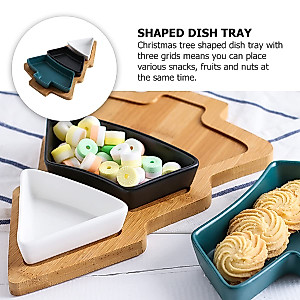 Homoyoyo Christmas Tree Porcelain Candy Serving Tray Household Fruit Plate Christmas Tree Shaped Plate Serving Dish Plate