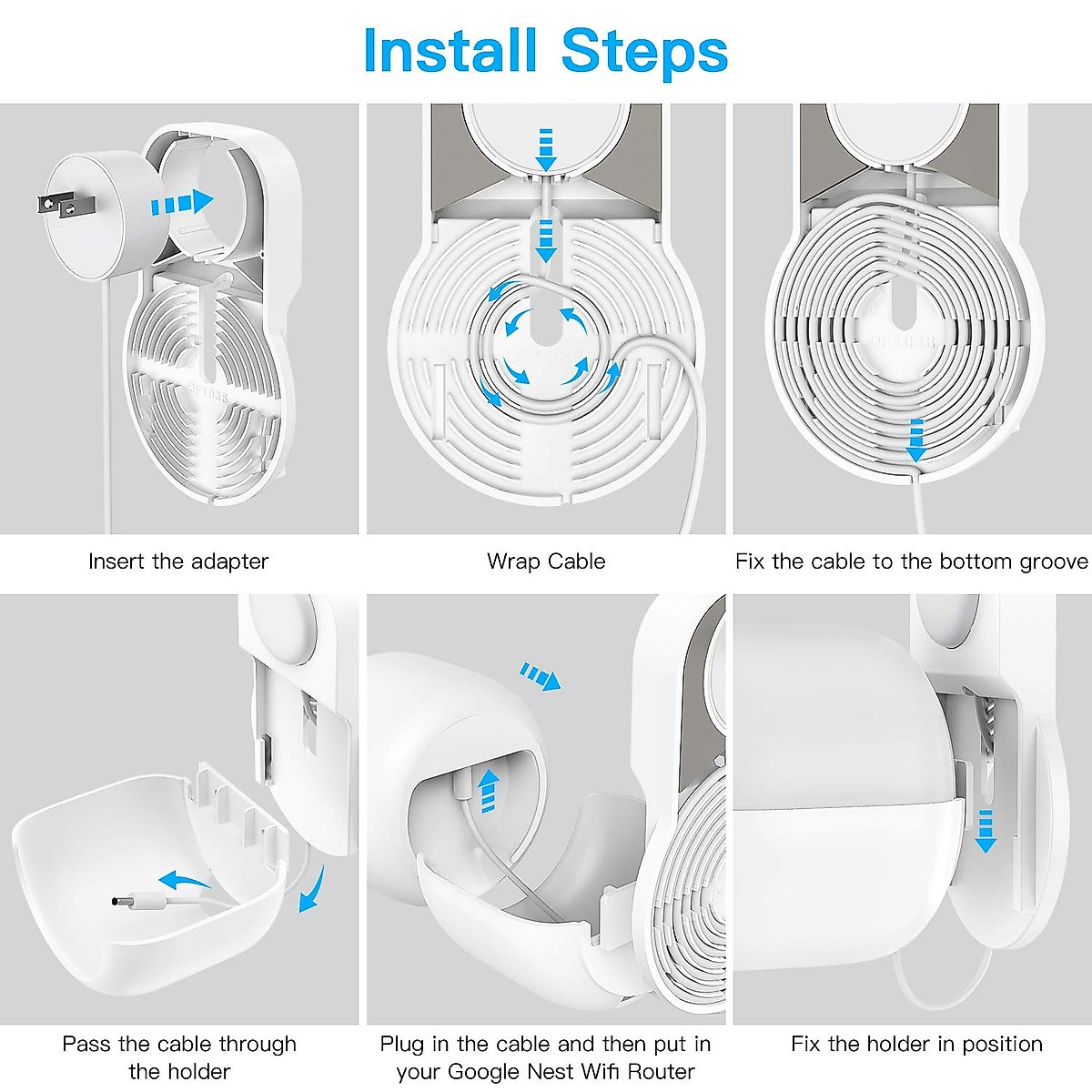 HOLACA Outlet Wall Mount Hanger for Google Nest WiFi Router(2nd Generation), Space Saving Holder, Easy Moved, Cord Management for Google Nest WiFi Router Without Messy Wires and Screws (1 Pack)