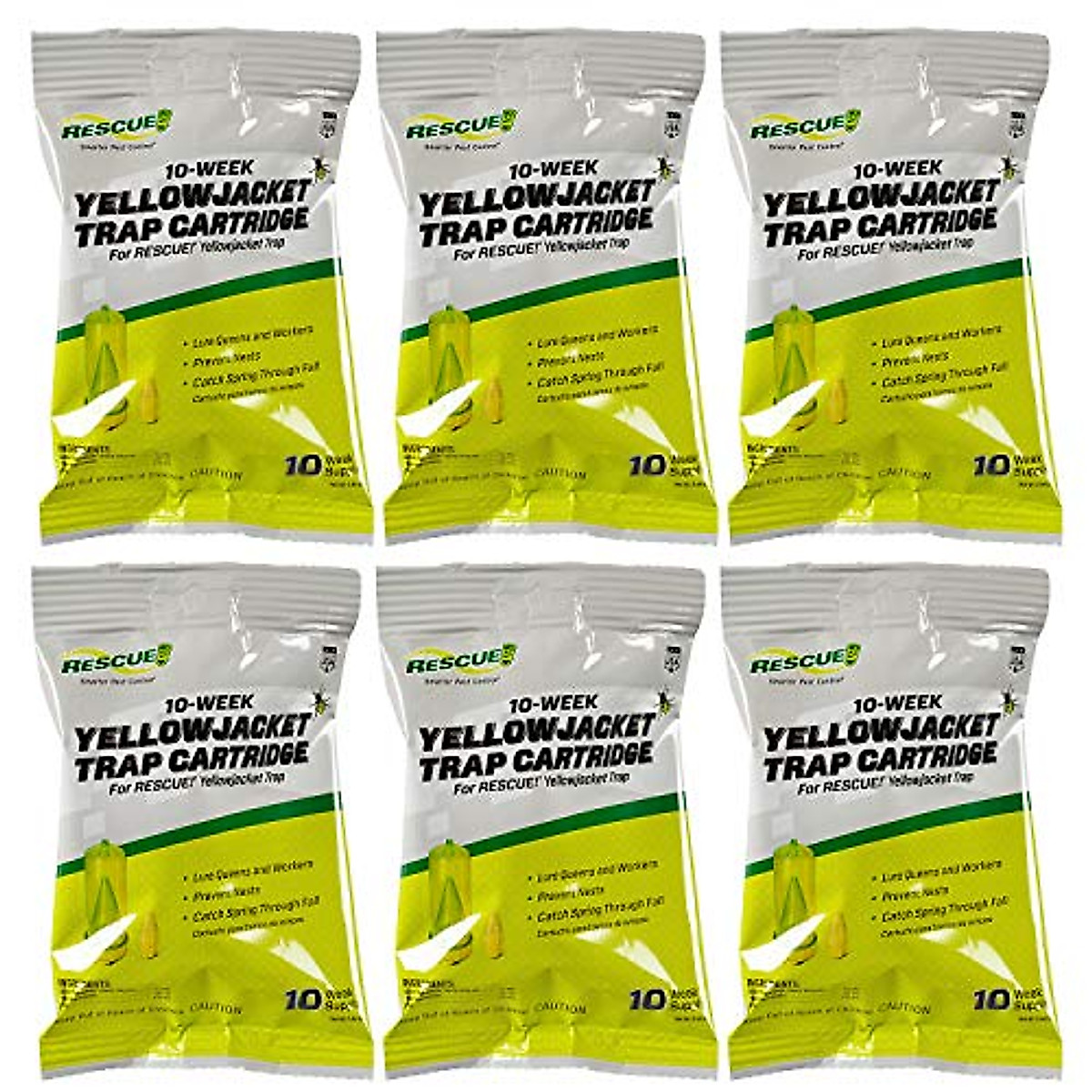 RESCUE! Yellowjacket Attractant Cartridge (10 Week Supply) – for RESCUE! Reusable Yellowjacket Traps - (6 Pack)
