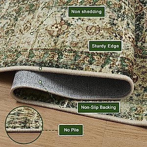 LIVEBOX 9x12 Area Rugs, Ultra-Thin Large Rugs for Living Room Non-Slip Vintage Distressed Print Rug, Retro Indoor Washable Rugs Carpet for Dining Room Bedroom Home Office