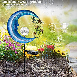 Solar Outdoor Lights Garden Decor - Waterproof Moon Decor Solar Powered Patio Decor Pathway Landscape, Garden Stakes Decorative Solar Lights