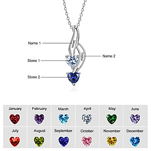 BAUMA AUTO Personalized Mothers Necklace with 1-6 Simulated Birthstones Engraved Family Names Custom Mother Names Love Heart Pendant Family Necklace for Mother Grandmother Wife (Style-2)