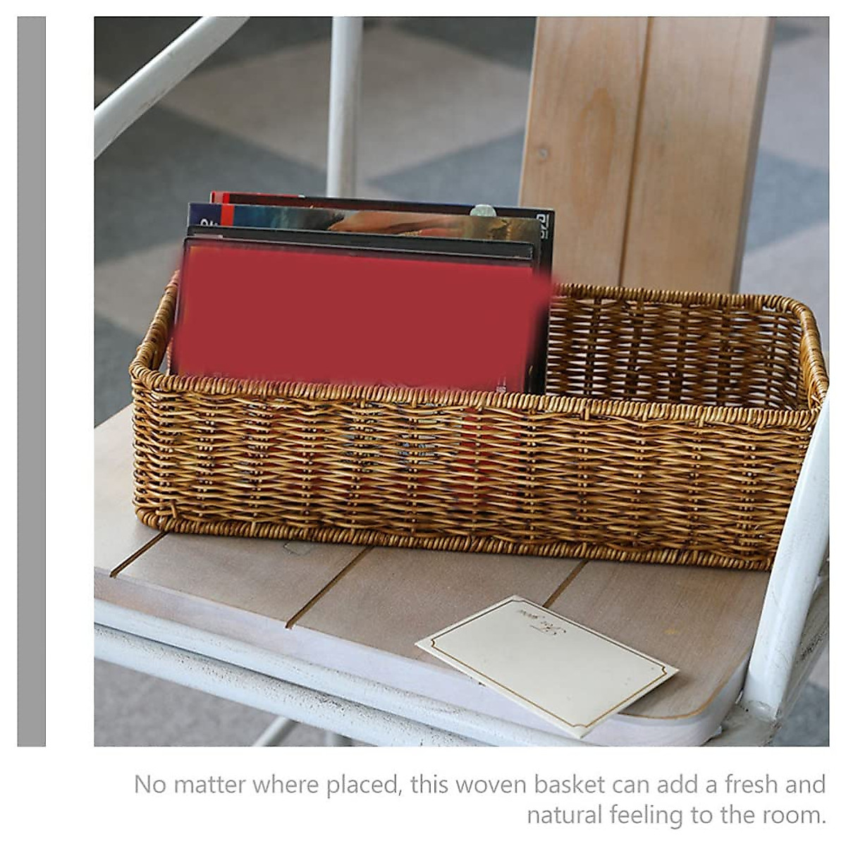 Cabilock Rattan Flatware Tray Kitchen Utensil Drawer Organizer Wicker Fruit Basket Serving Basket Flatware Cutlery Organiser Tray Farmhouse Woven Cutlery Forks Holder Dividers