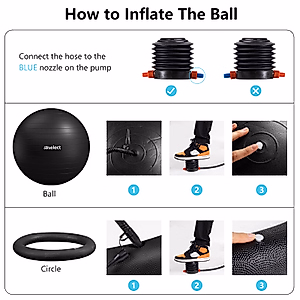 HBselect Exercise Ball Chair &Anti-Slip Stability Base & Resistance Bands, Extra Thick Anti Burst Swiss Gym Ball for Yoga, Pilates, Birthing Pregnancy