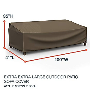 Budge P3A02BTNW3 StormBlock Hillside Patio Sofa Cover Premium, Outdoor, Waterproof, Extra-Extra-Large, Black and Tan Weave