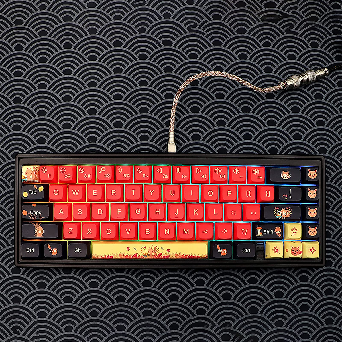 Squirrel Diary XDA Keycap 139 Keys Keycap Five-Sides Thermal for Mechanical 7U 6.25U Space XDA Profile Keycaps Cartoon Animal Theme 139-key Keycap Set for Gaming Keyboards