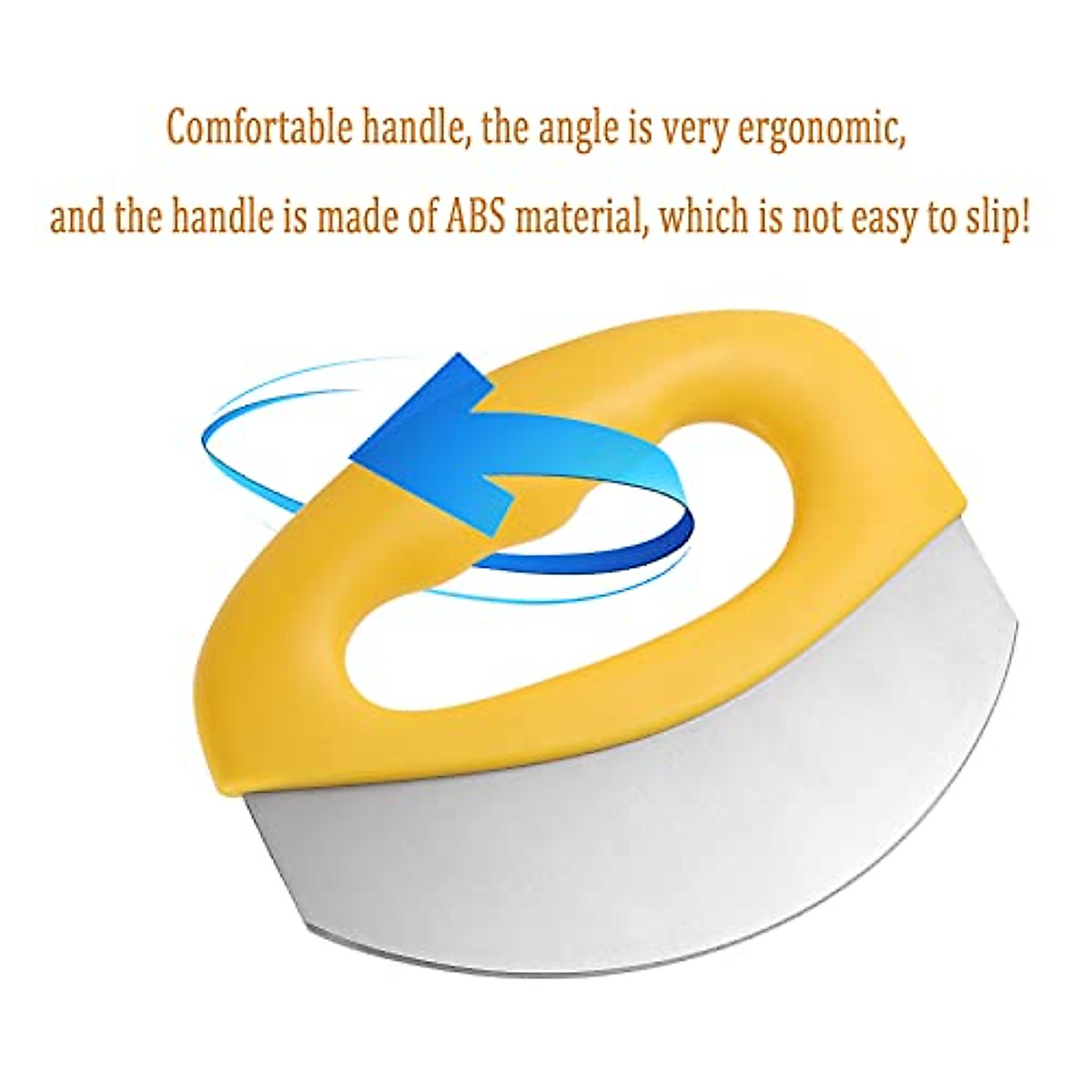 KAZETEC Pizza Cutter Food Chopper- Super Sharp Blade Stainless Steel Pizza Cutter Rocker Slicer with Protective Sheath Multi Function Vegetable Cutter & Salad Chopper(Yellow)