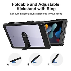 Guirble for iPad 10.2" - iPad 9th 8th 7th Generation Waterproof Case,Full-Body Heavy Duty Protective Built-in Screen Protector with Strap Stand Pencil Holde for iPad 9th Generation Case