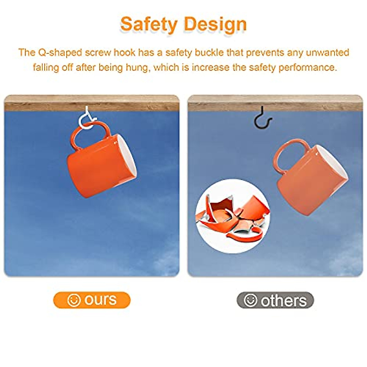 GIPTIME 32PCS Q Hanger Hooks,Ceiling Screw Hook Outdoor Lights Lights Hanger Hook Cabinet Ceiling Hanger Wall Mount Hook for New Year House Garage Party Easter LED Fairy Lights