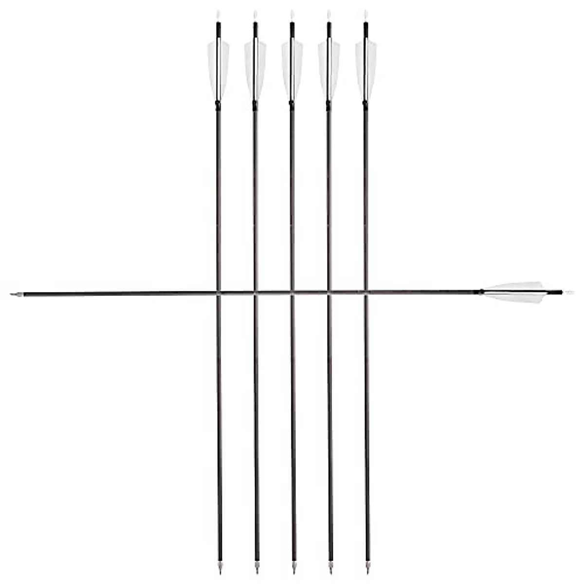 ZSHJGJR Archery 35" Carbon Arrow Hunting Arrows with 3 Pieces of 4-Inch White Feathers Targeting Practice Arrows Spine 400 for Recurve Bow Longbow Traditional Bow (12pcs)