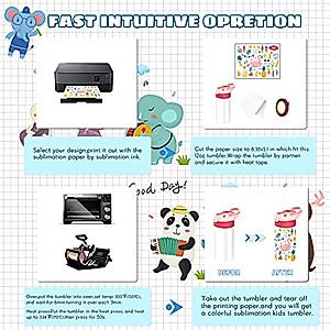 ZONEGRACE 12oz Sublimation Tumbler Bulk For Children,Toddlers,Heat Press For Print, Kids Sublimation Tumbler Cups With Handle, Straight Double Wall Kids Sublimation Water Bottle Blanks (5 Pack)