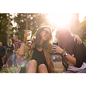 Tervis Deepwater Blue Powder Coated Triple Walled Insulated Tumbler Cup Keeps Drinks Cold & Hot, 12oz Slim Can Cooler, Deepwater Blue