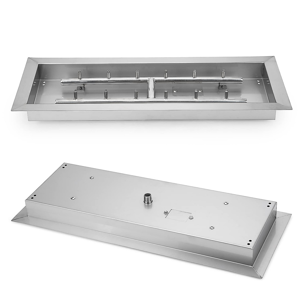 Stanbroil 24" x 8" Drop-in Fire Pit Burner and Pan, Upgrade Stainless Steel Jet Burner, High Flame, 90k BTU Max