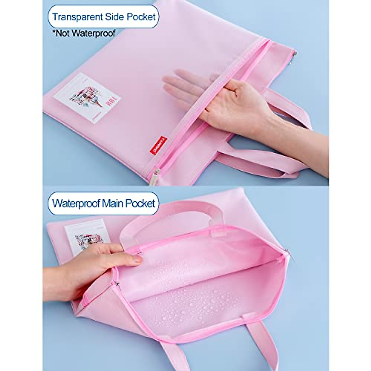 Pocket Small Size Desk Calculator and Large Double Pocket Waterproof File Bag with Handle Bundle