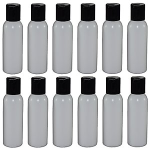 2-oz Refillable Bottle with Disc Cap (12 Pack, Black)