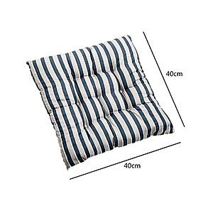 Cotton Chair Cushion Blue White Striped Seat Chair Pads Soft Sofa Filled Pillow 15.7" x 15.7" 2 Pack