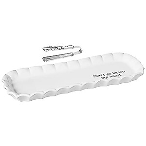 Mud Pie Bacon Serving Tray Set, White, 12" X 4.5"