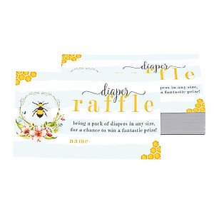 Mama Bee Diaper Raffle Tickets, Gender Neutral Baby Shower Games for Prizes, Girls Baby Shower Diaper Raffle Invitation Insert Cards, 50 Pack