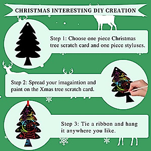 WhatSign Christmas Ornament Crafts for Kids 24Pcs Rainbow Christmas Scratch Cards DIY Christmas Scratch Art Paper Ornaments Craft Christmas Crafts for Kids Classroom Christmas Party Favors Decorations