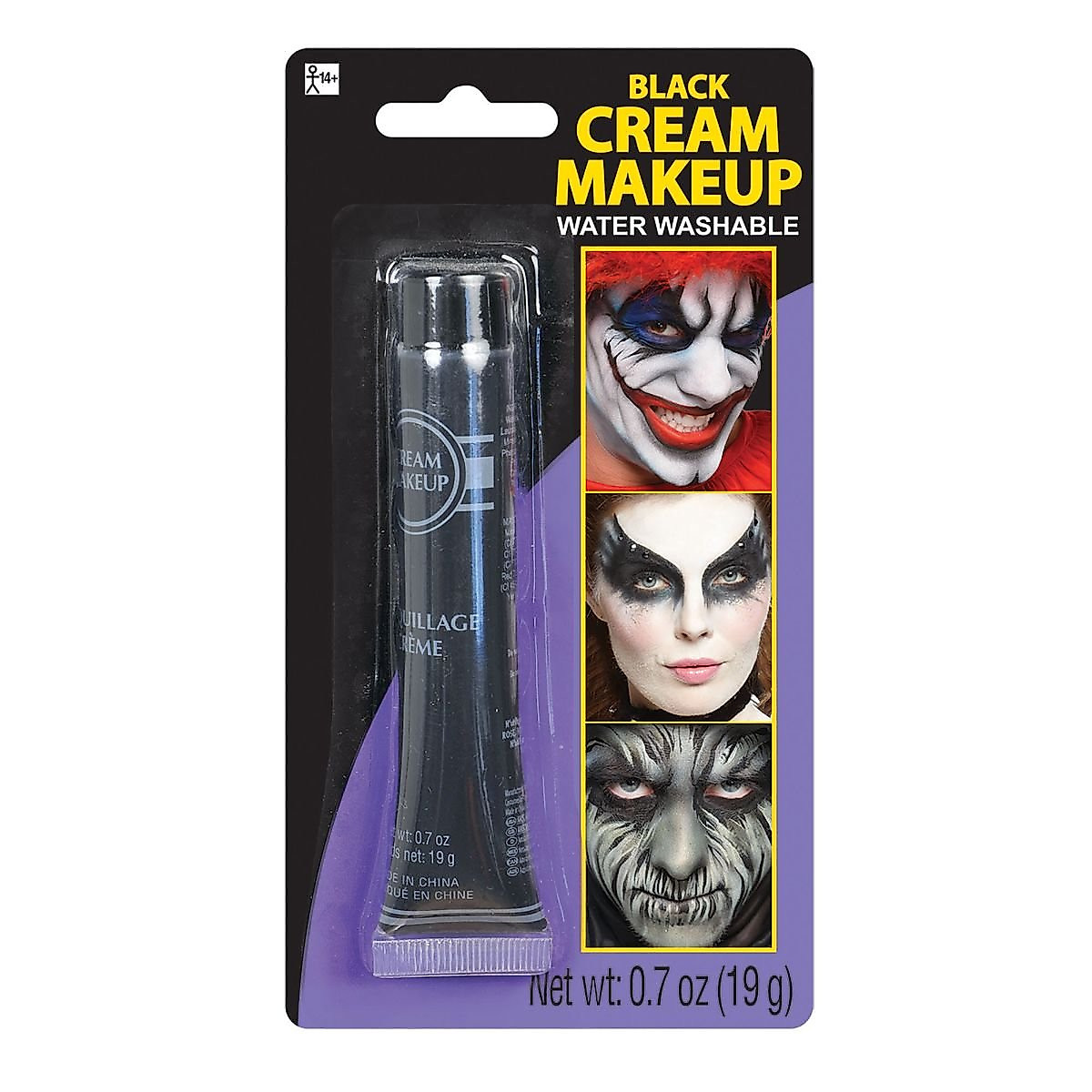 Black Cream Makeup Tube - 0.7 oz. (Pack of 1) - Vibrant Color & Pigmented Perfect for Festive & Creative Looks