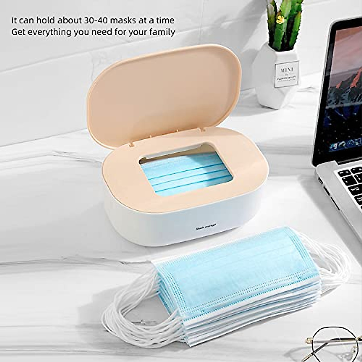 AnyCar Wipes Holder, Household Large Capacity Sealing Tissue Storage Holder, Wall Mount Wipes Mask Storage Box, Desktop Wall Storage Box with Lid (Pink)