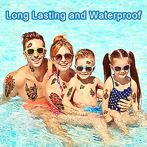 77 sheets Classic Temporary Tattoos Old School Tattoos Stickers, Sailor Jerry Style Vintage Design Fake Tattoo, American Traditional Flower Rose Arm Temporary Tattoos for Women Men Adults Kids