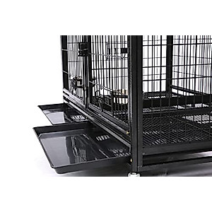 Homey Pet-43 All Metal Open Top Stackable Heavy Duty Cage(Upper) w/Floor Grid, Tray, Divider, and Feeding Bowl