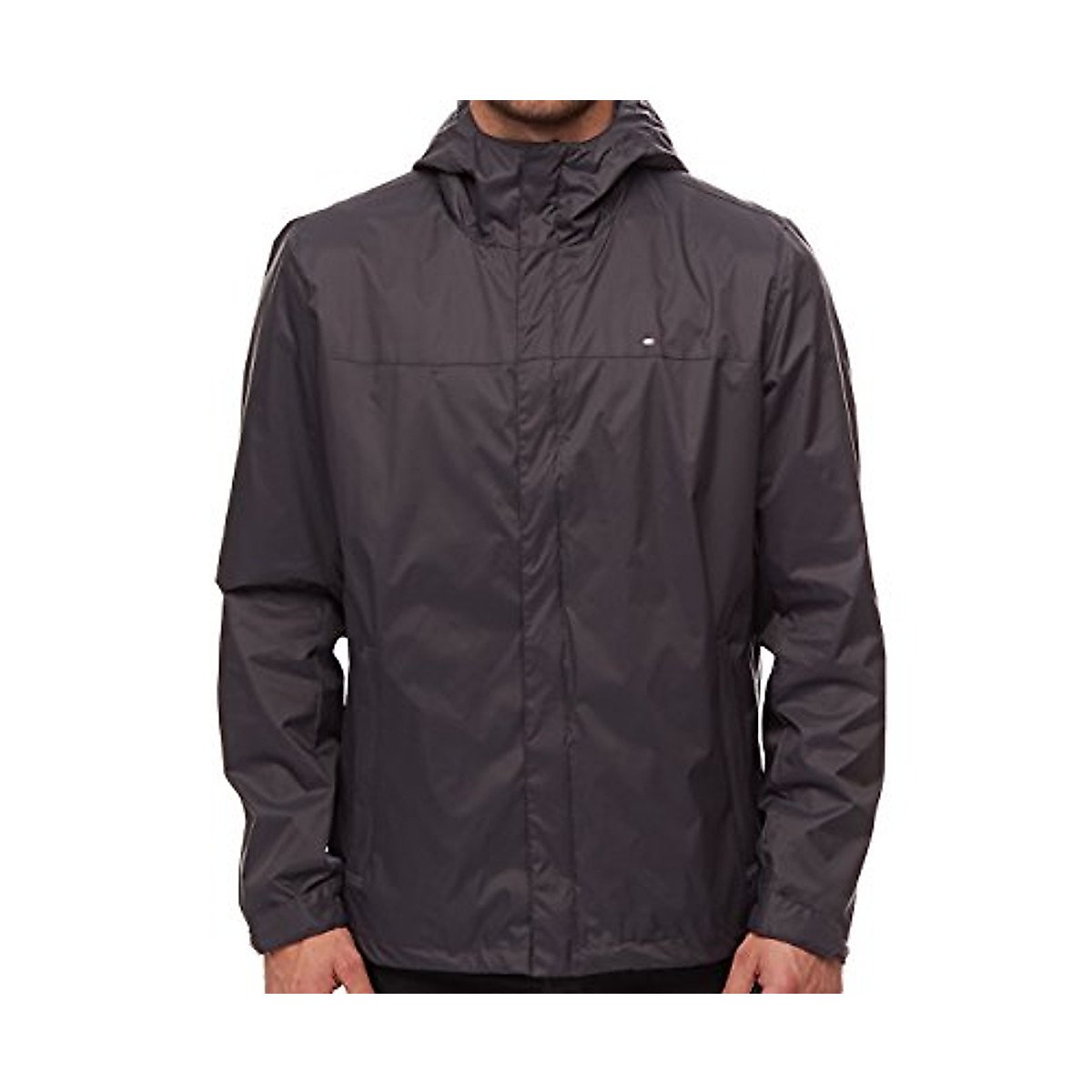 Tommy Hilfiger Men's Lightweight Breathable Waterproof Hooded Jacket, Charcoal, Large