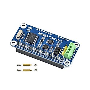 RS485 CAN HAT for Raspberry Pi 4 3/2/1 Model B B+ A+, Onboard CAN Controller MCP2515 via SPI Interface, Transceiver SN65HVD230 and SP3485, Allow Long-Distance Communication via RS485/CAN Function
